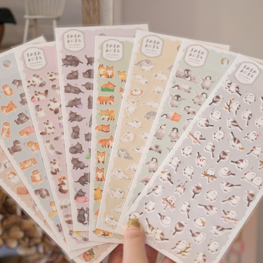 Mind Wave Animal Beans Sticker Sheets, Seal, Bird, Shiba Inu Stickers ...