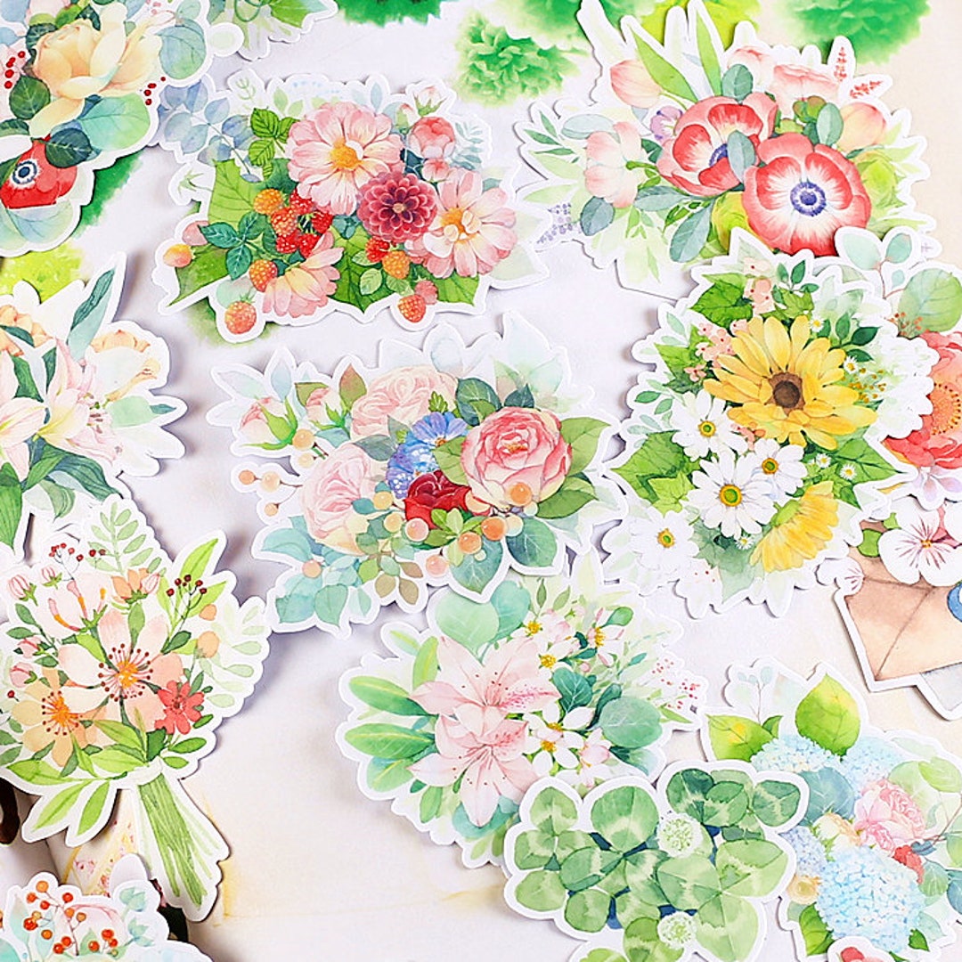 Floral Stickers Pack, Flowers Sticker Sack Series E, Planner Journaling ...