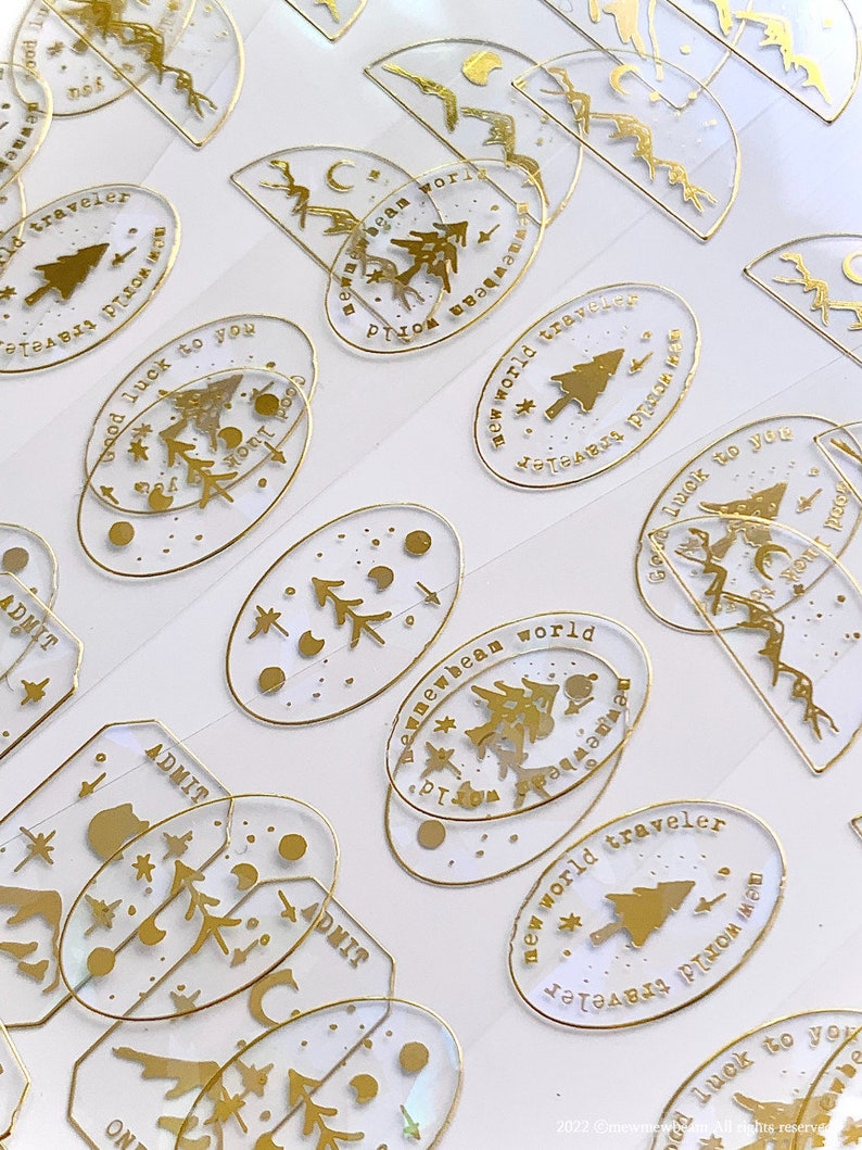Clear Mountains Stickers Sheet Gold Leaf Foil Mewmewbeam - Etsy