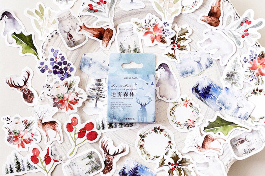 Forest Mist Sticker Set, Forest Animals Stickers Box Set, Fox, Bear ...