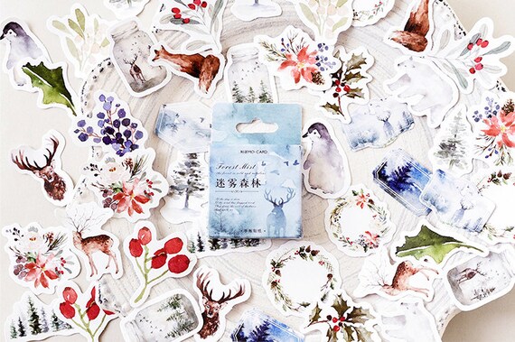 Forest Mist Sticker Set Forest Animals Stickers Box Set Fox | Etsy