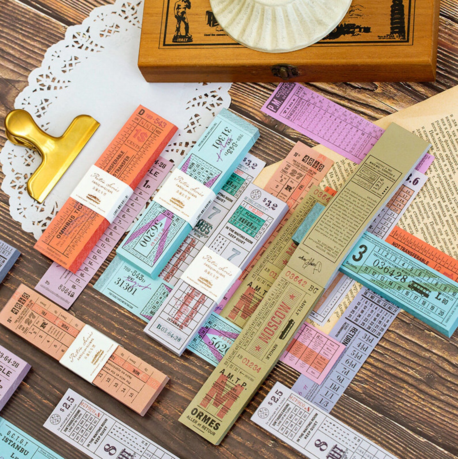 Assorted Vintage Tickets Paper Pad B, Vintage Bus Transit Tickets ...