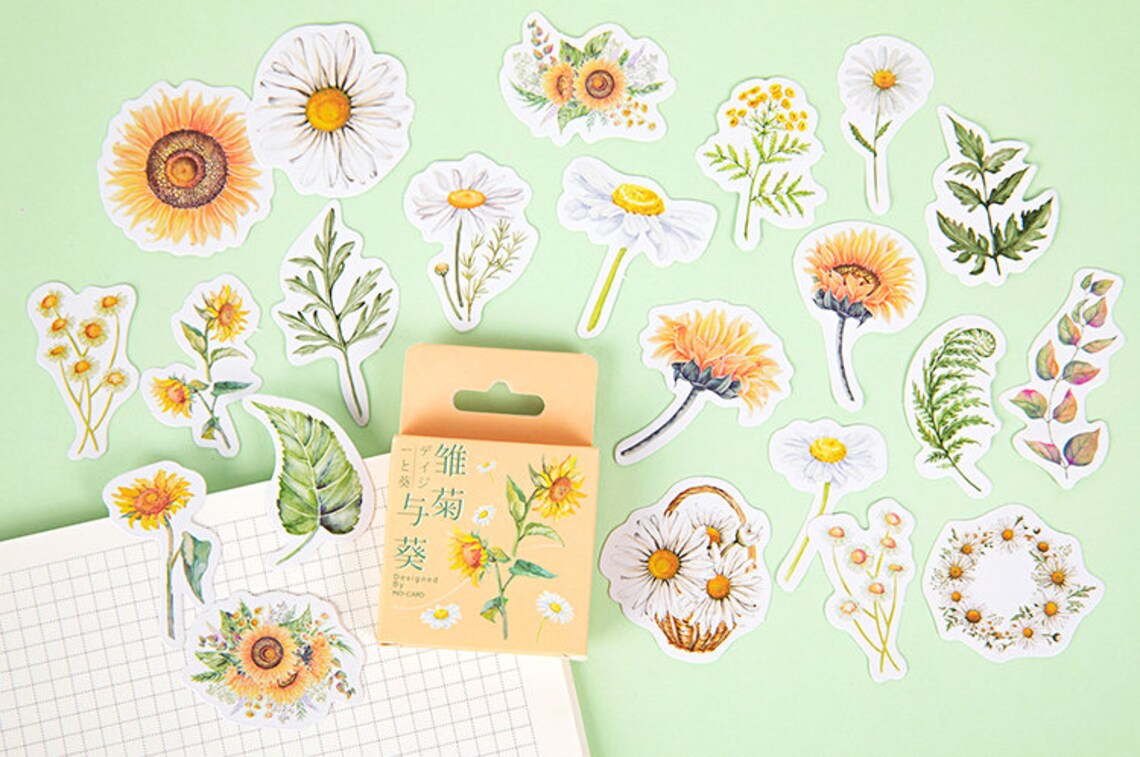 Daisies and Sunflowers Stickers Set Flowers Stickers Pack - Etsy