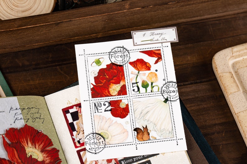 Tape Sample, Red and White Poppy Flower Masking Tape, Reco Studio ...
