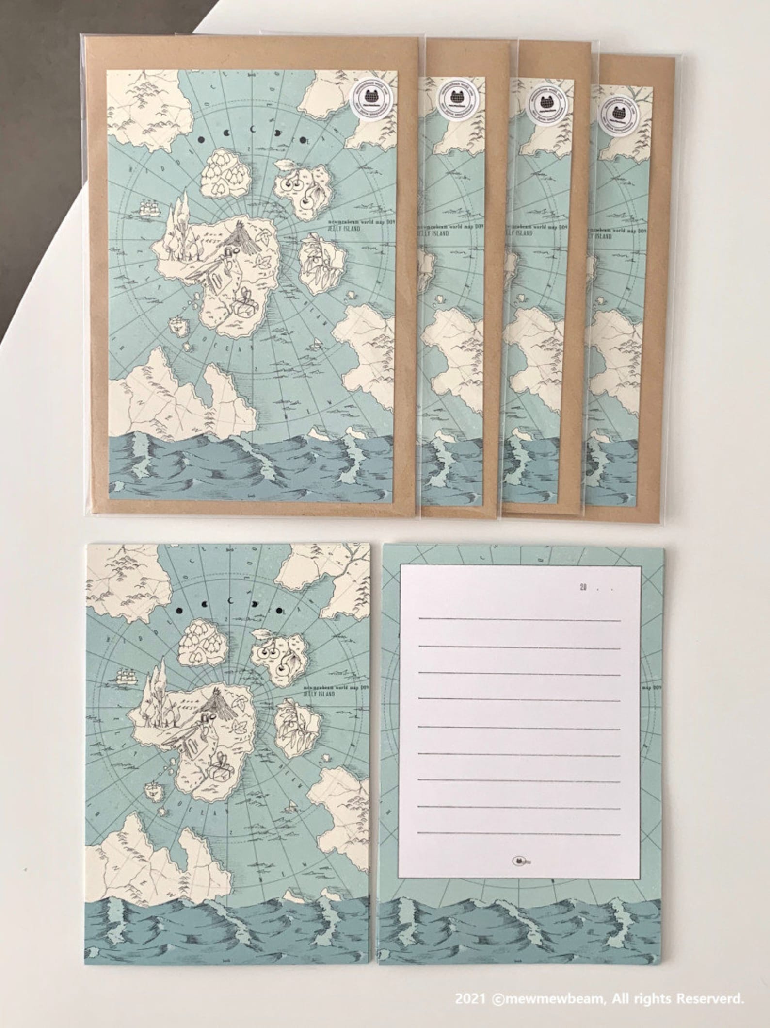 Mewmewbeam Letter Paper Set, Map 009 and 010, Fantasy World Map Note ...