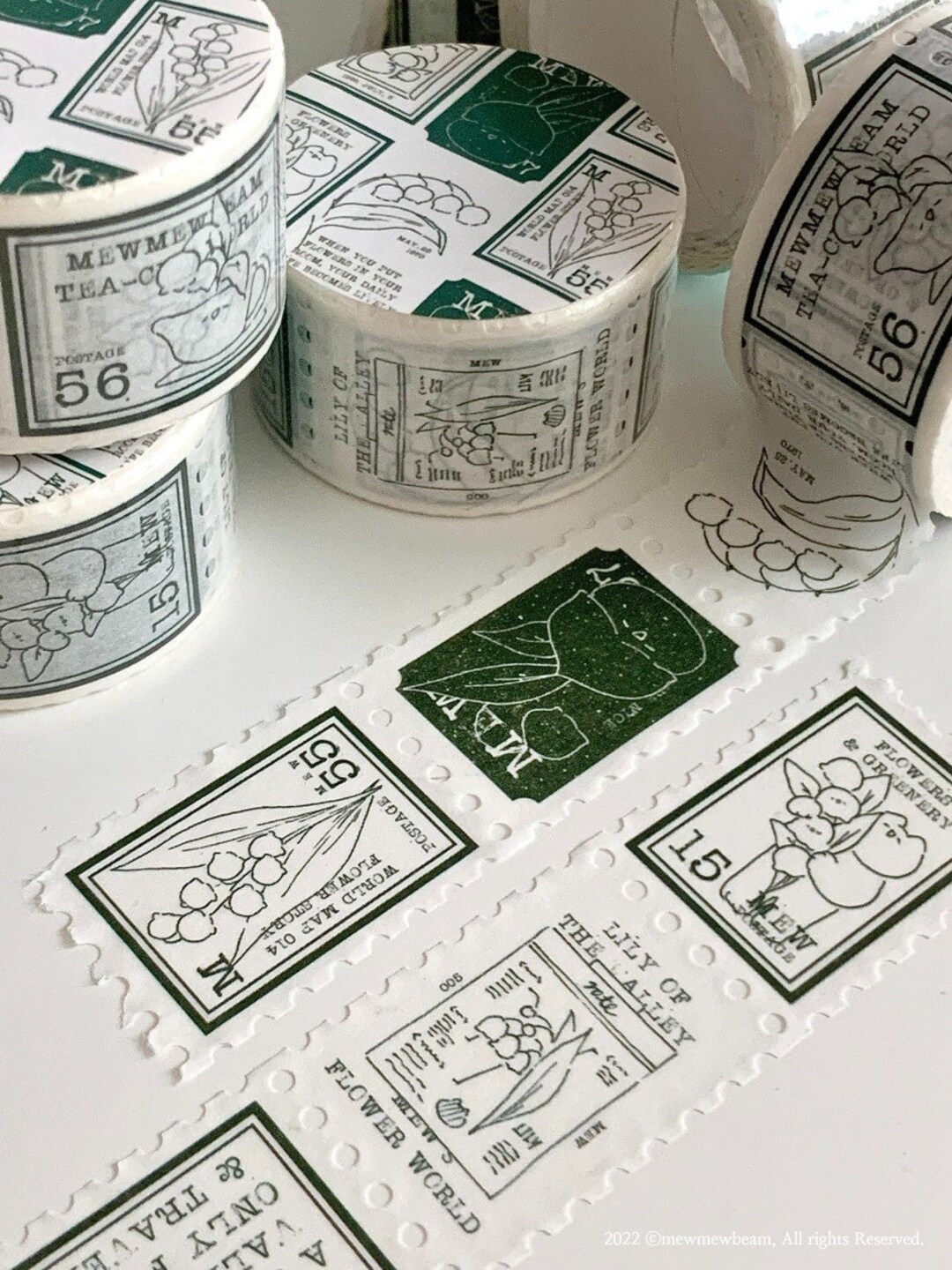 Mewmewbeam Lily of the Valley Stamp Washi Tape, Die-cut Flower Masking ...