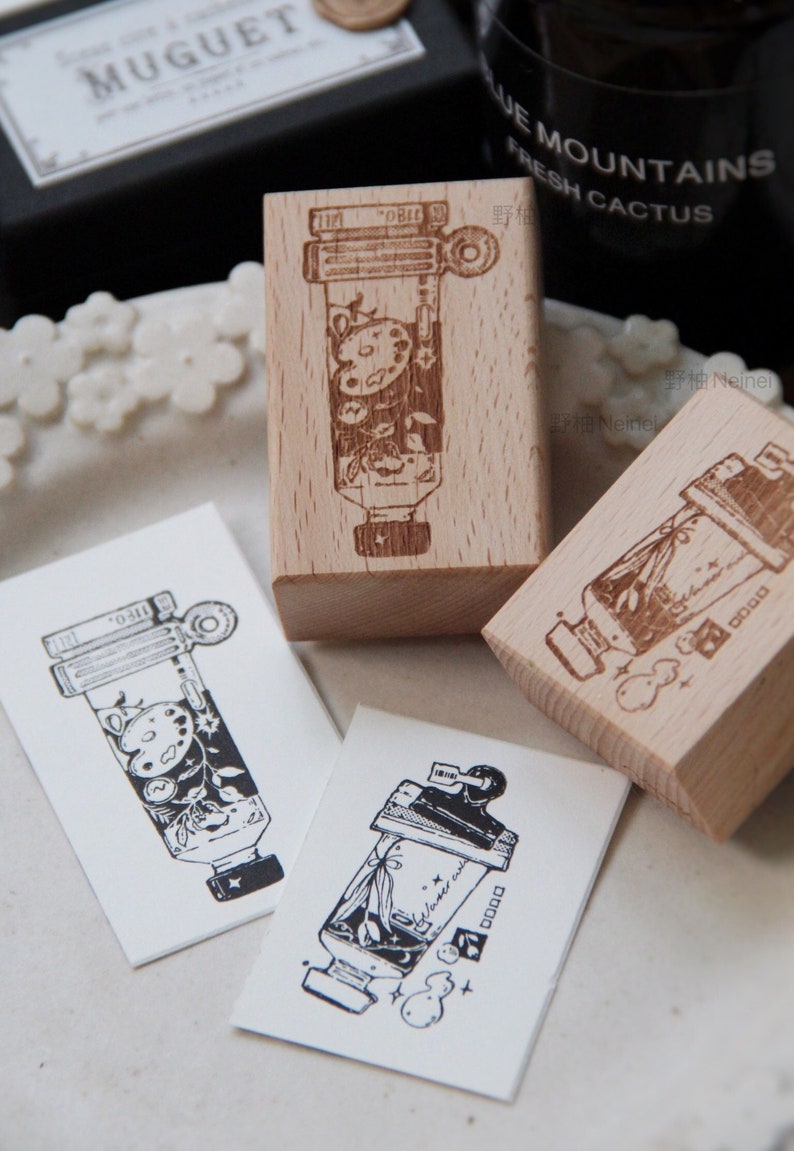 Floral Paint Tubes Wood Mounted Stamps, Art Supplies, Flower, Neinei ...