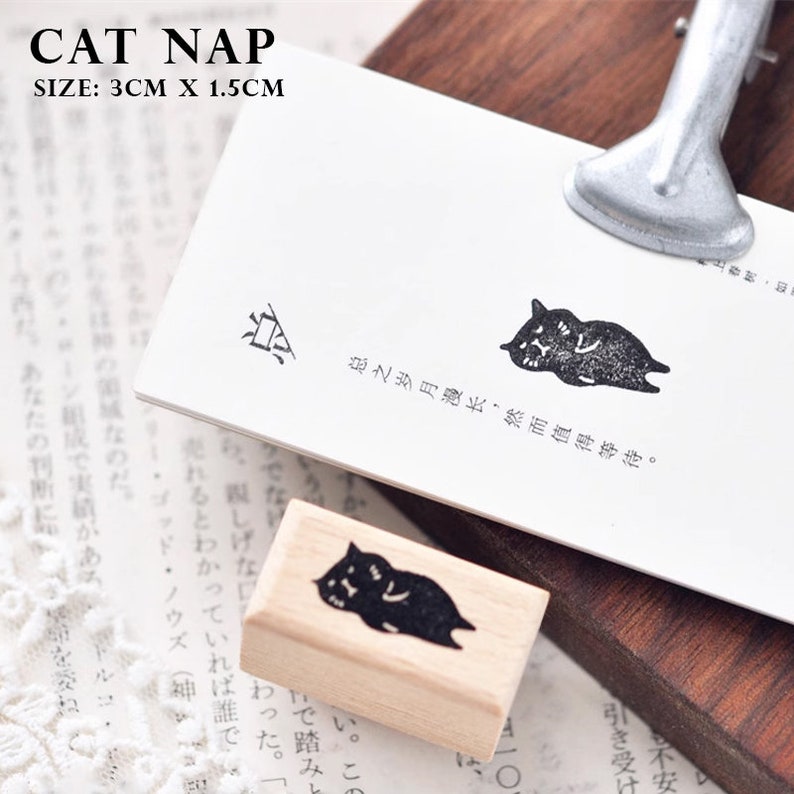 Black Cat Rubber Stamps Set, Cute Black Kitty Wood Mounted Stamp ...