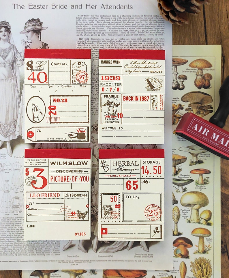 Vintage Style Notepad, Keepsakes Note Paper, Mushroom, Butterfly ...