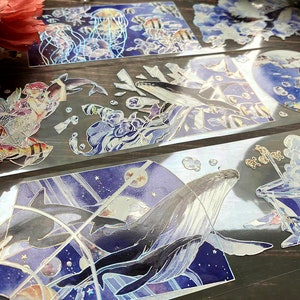 Oceans Apart Masking Tape, Extra Wide Sea Creatures Washi and PET Tape ...
