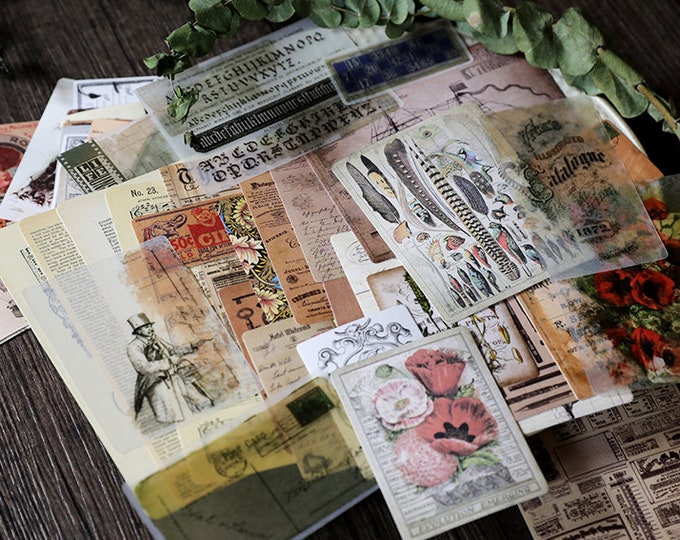 50PCS Vintage Journaling Stickers Stickers Pack, Ephemera, Junk ...