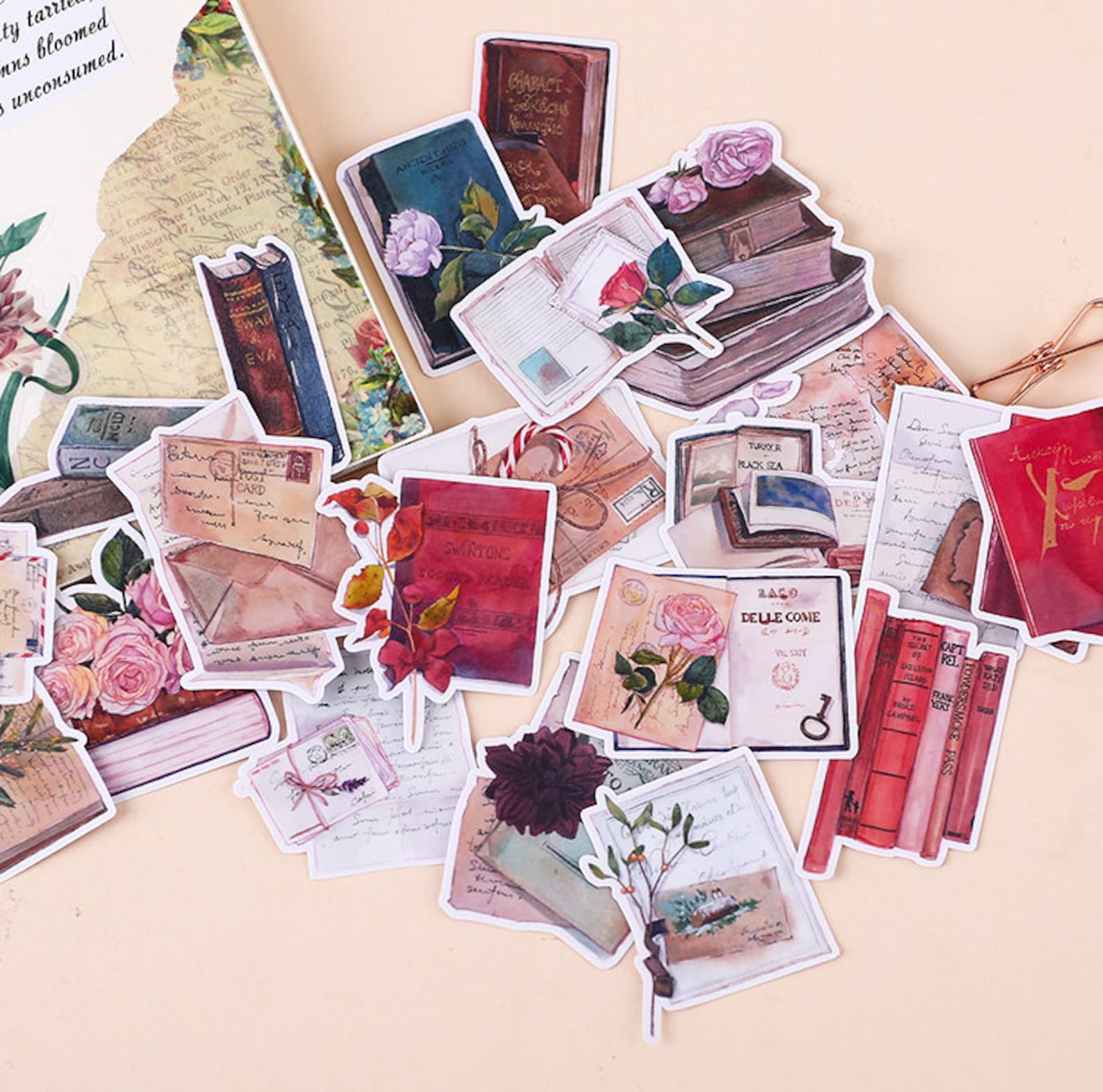 Letters and Poems Sticker Pack Floral Postcard Stickers Set - Etsy