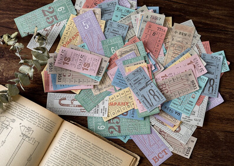 Assorted Vintage Tickets Paper Pad, Vintage Bus Transit Tickets ...