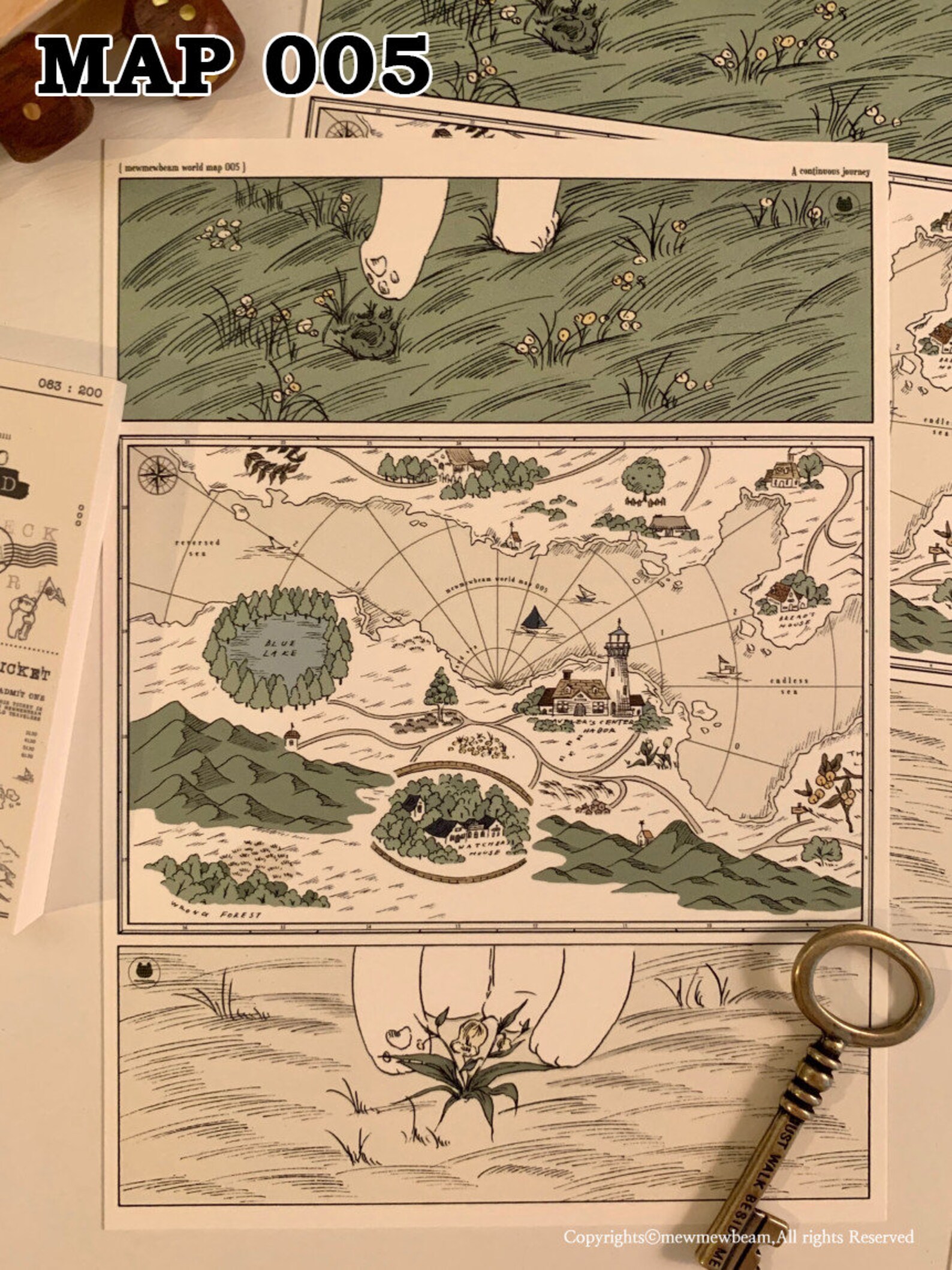 Mewmewbeam World Map Postcards Set, Artist Illustrated Post Card for ...