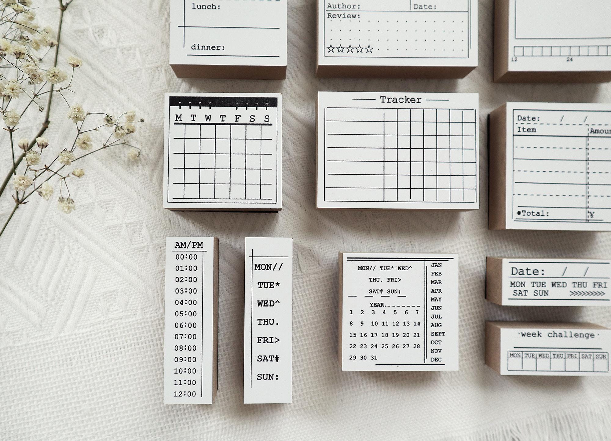 CLEARANCE ** Planner Tracker Rubber Stamp, Calendar Stamp, Week ...