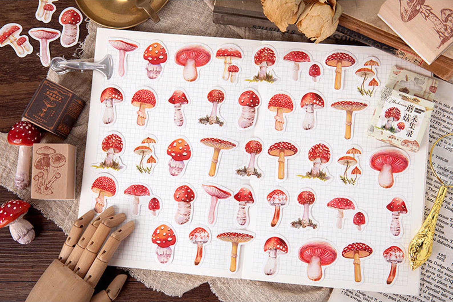 Mushroom Sticker Set Red Mushroom Caps Fungi Sticker Fungus - Etsy