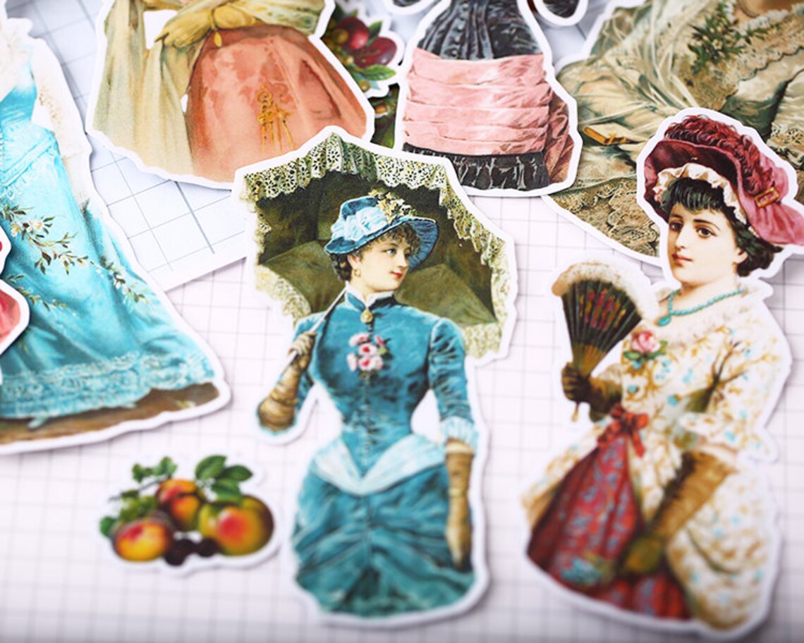 Vintage Victorian Fashion Illustrations Stickers Pack Vinyl - Etsy