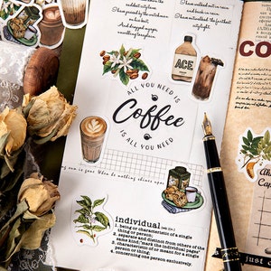 Coffee Stickers Set, Cafe Drinks Stickers Pack, Latte, Cappuccino, Tea ...