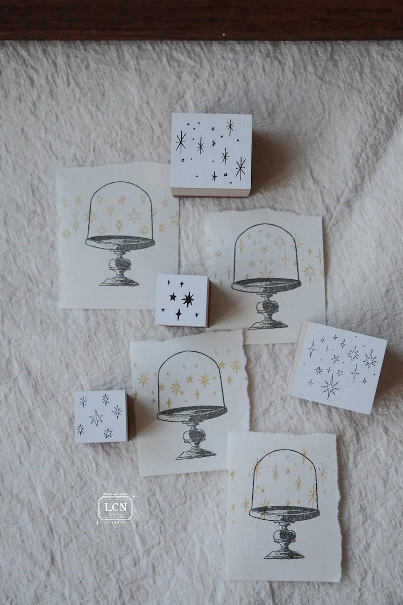 Hand Drawn Stars Rubber Stamp, LCN Design Studio Lignous Stamp, Lin ...