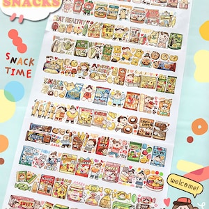 I Love Snacks Washi Tape, Meatball Mart Series Masking Tape, Chips ...