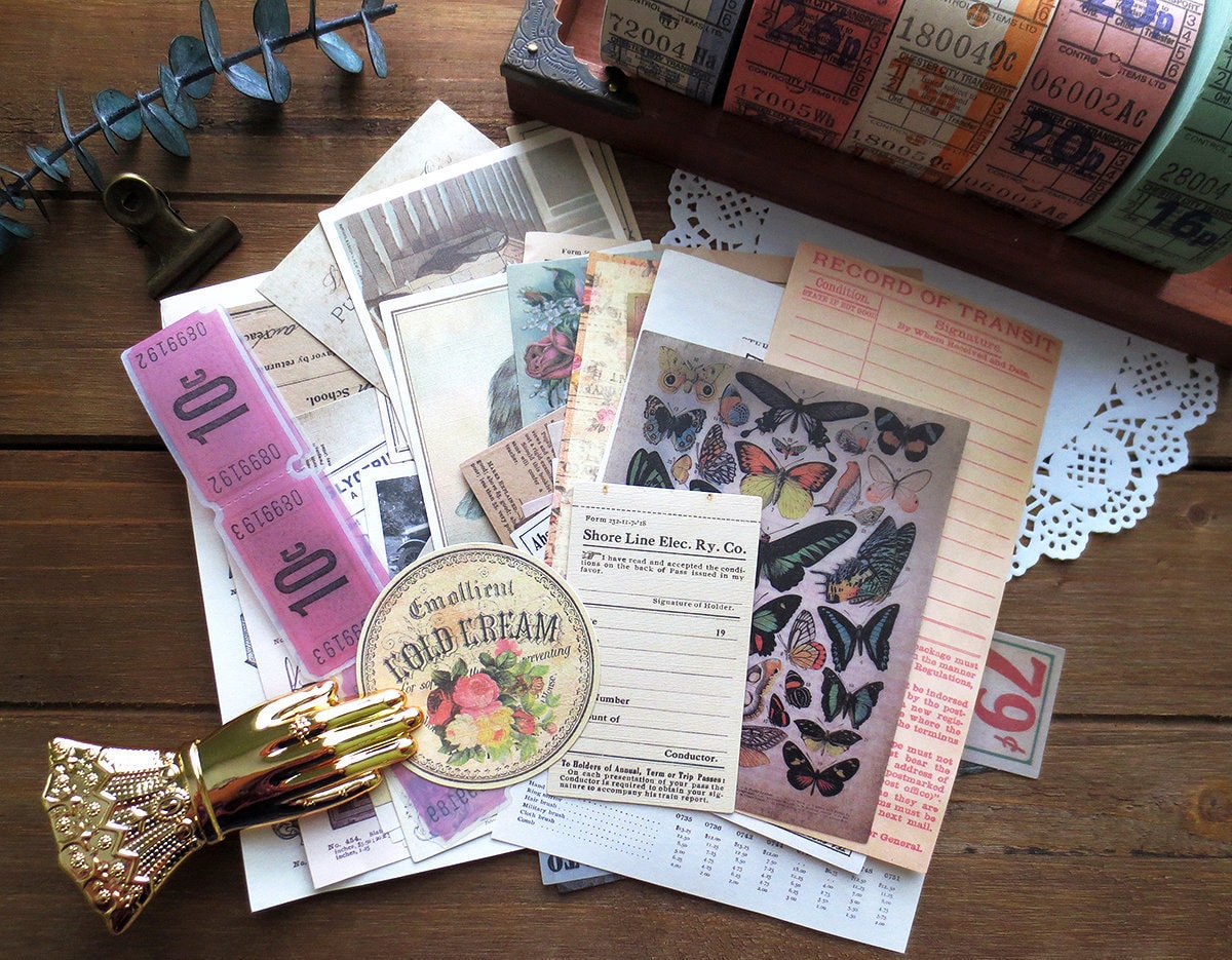 73PCS Ephemera Kit for Junk Journaling, Vintage Collection 4, Paper ...