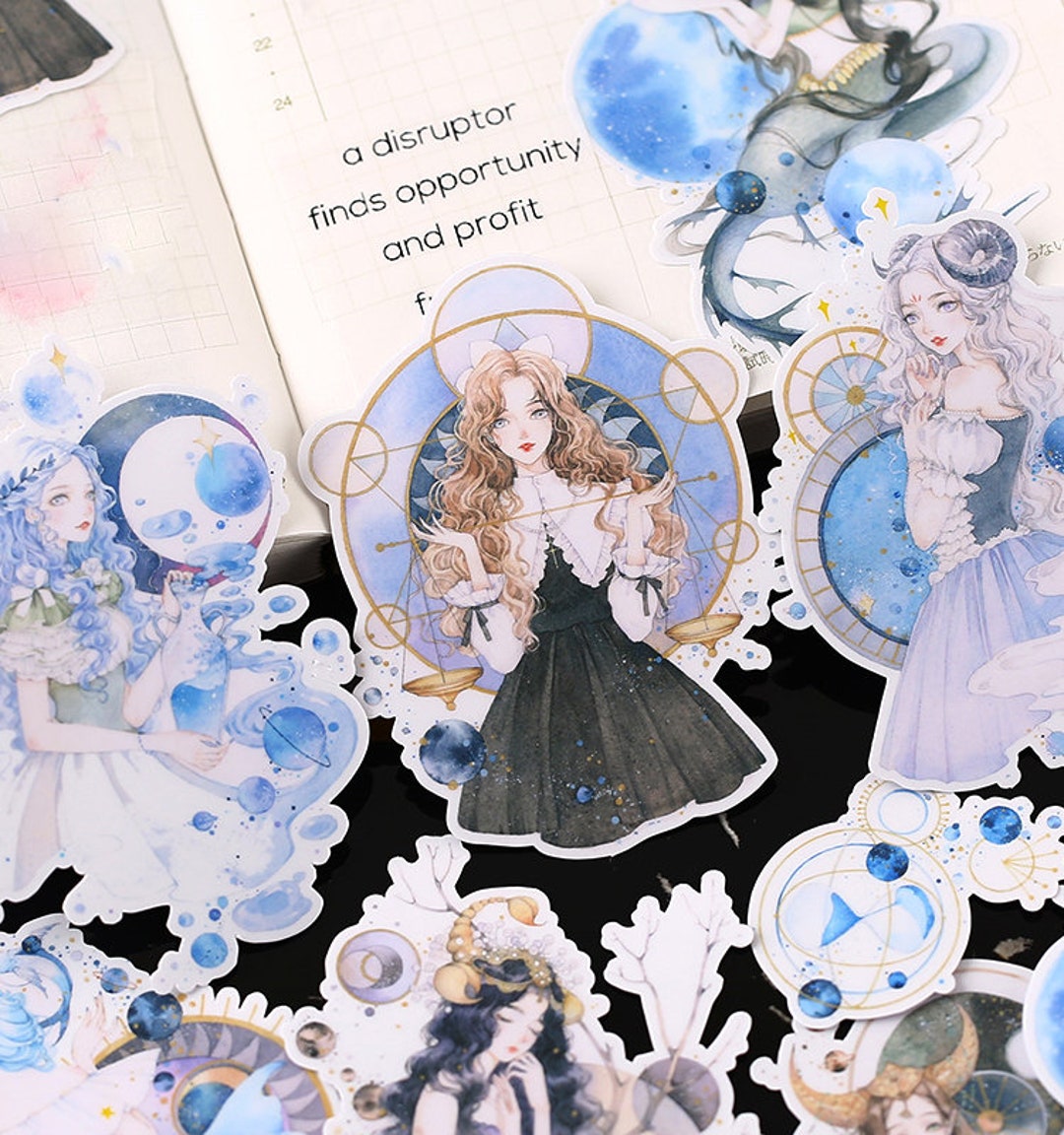 Horoscope Girls Sticker Pack, Constellation, Girls Illustration Vinyl ...