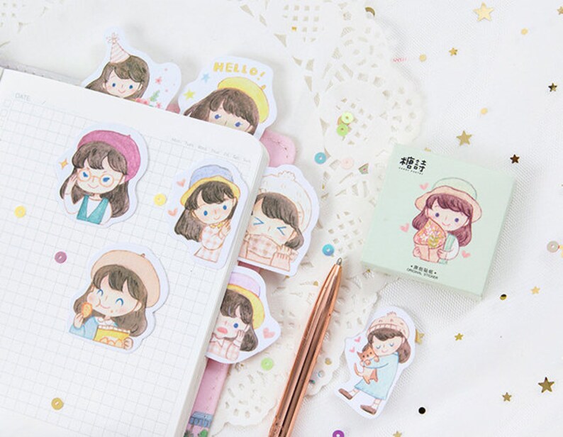 Girl Emoji Sticker Set Girls Daily Life Planner Stickers | Etsy