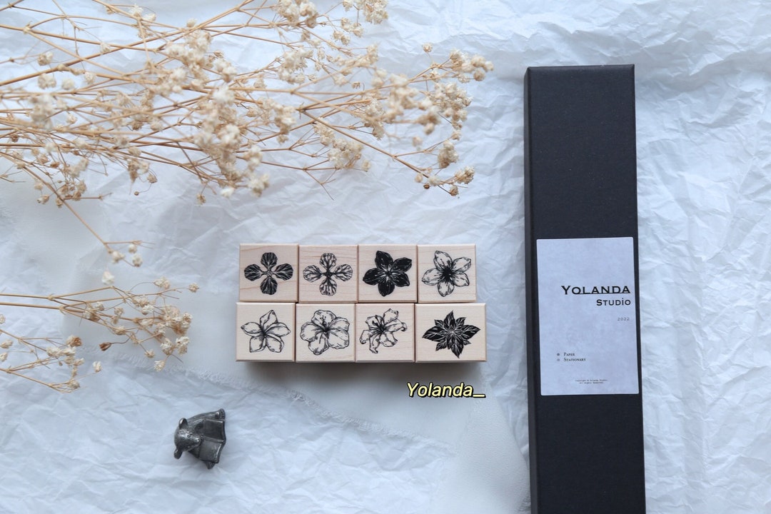 Set of 8 Flowers Ligneous Stamps, Yolanda Design, Floral Ligneous ...