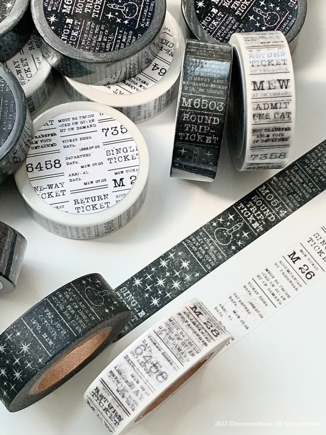 Mewmewbeam Black and White Ticket Washi Tape, Cat Ticket, Vintage Admit ...