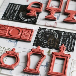 Specimen Display Rubber Stamps Set, LCN Design Studio, Red Rubber ...