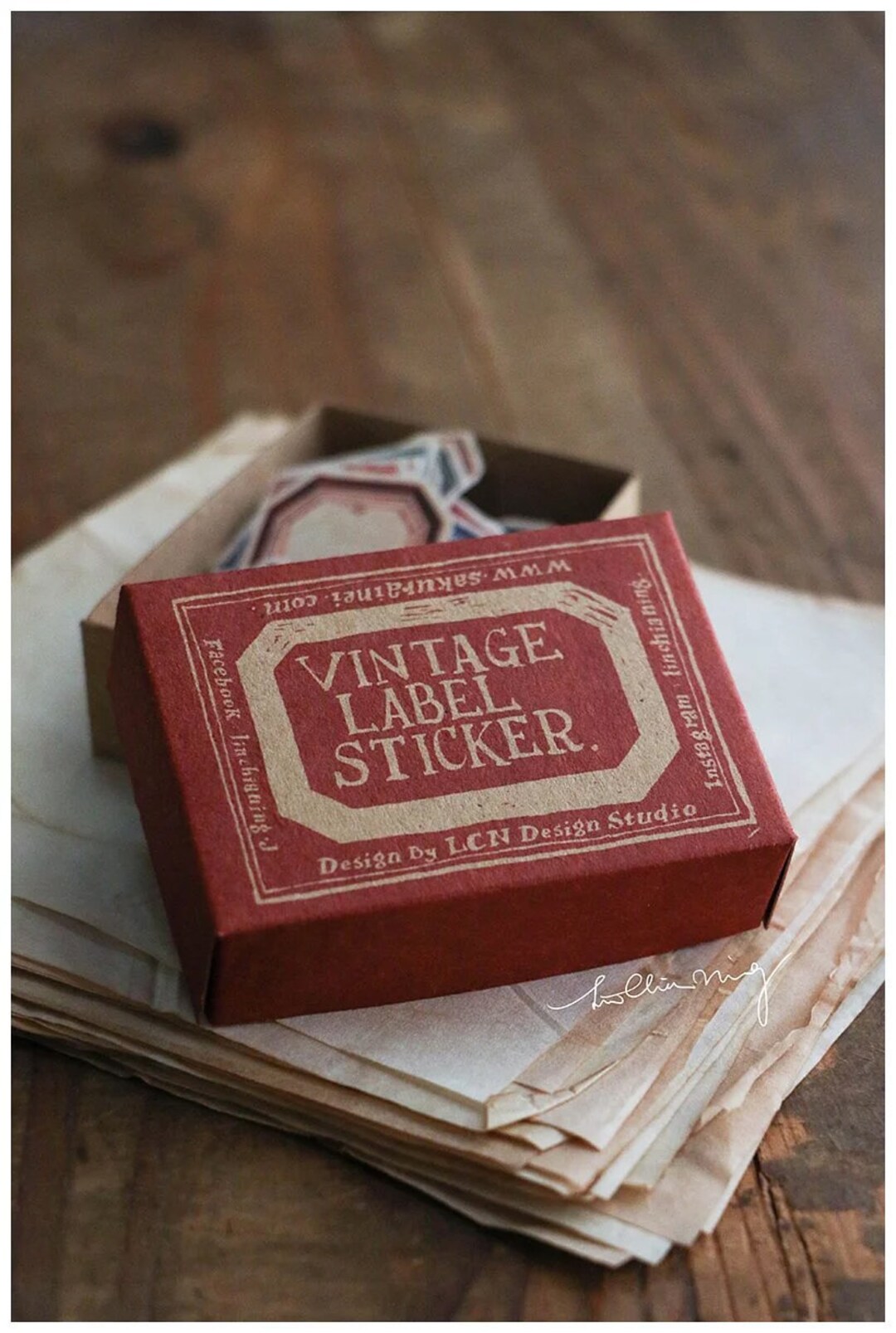 Labels Sticker Box, Lin Chia Ning, Red Box, Vintage Journal Frame ...