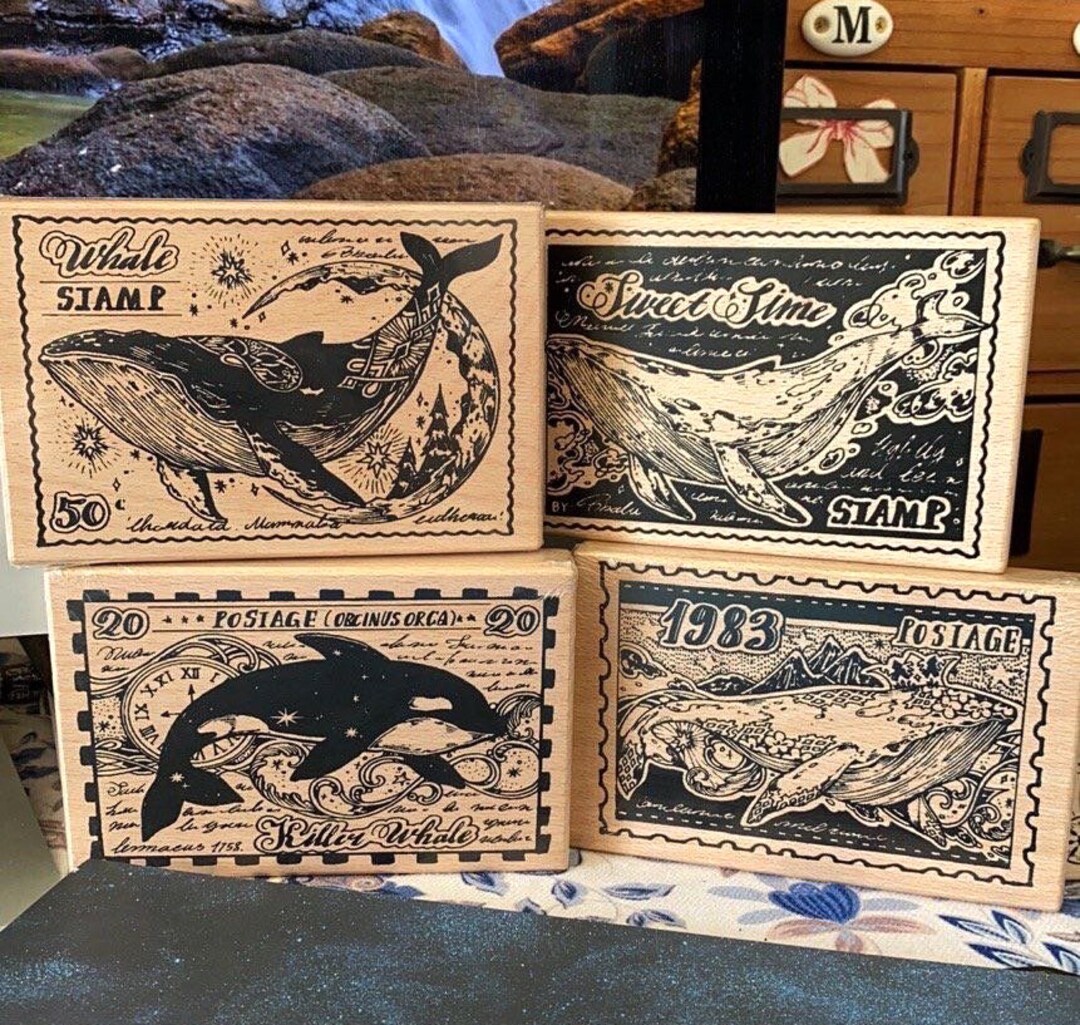 Extra Large Whale Wood Mounted Rubber Stamp, Humpback Whale, Blue Whale ...