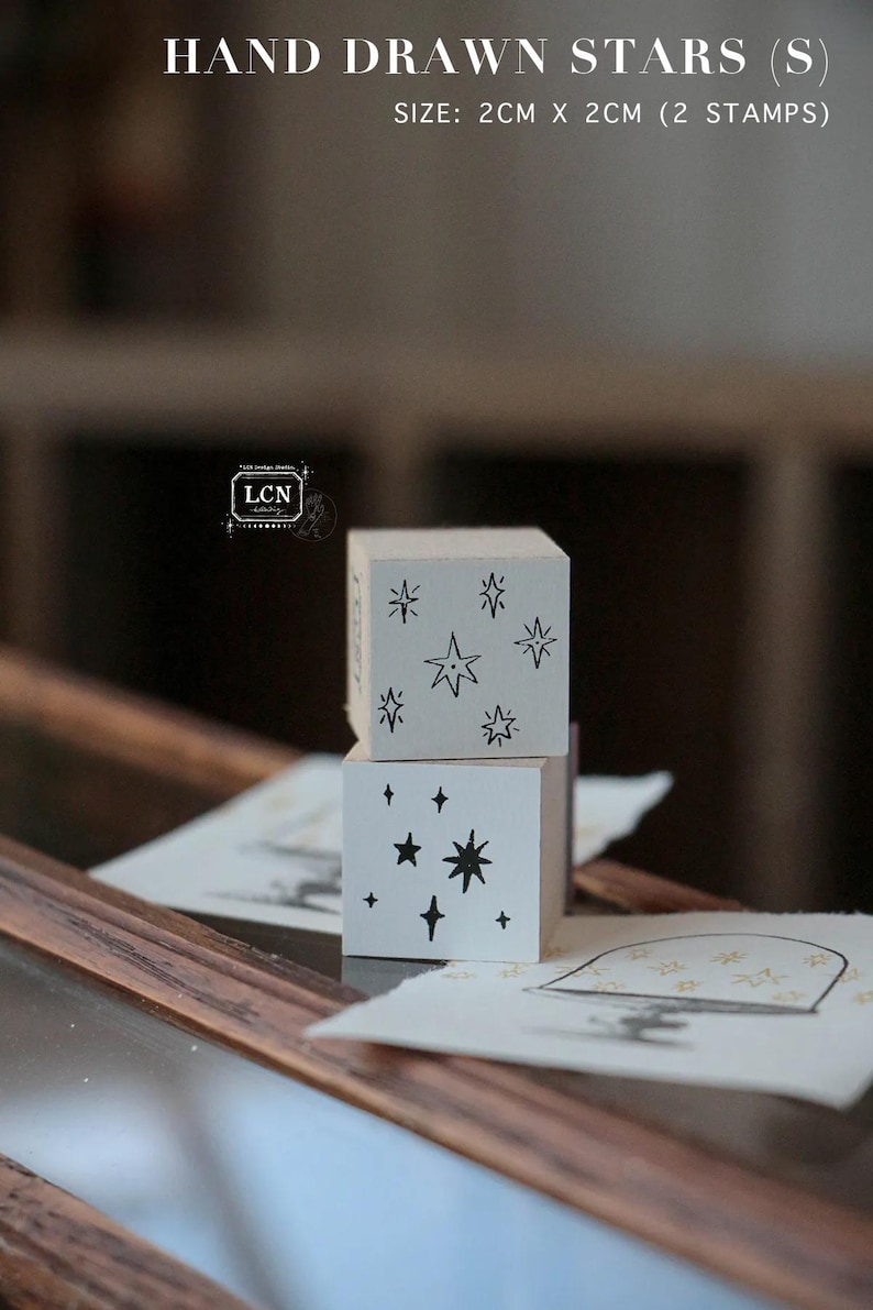 Hand Drawn Stars Rubber Stamp, LCN Design Studio Lignous Stamp, Lin ...
