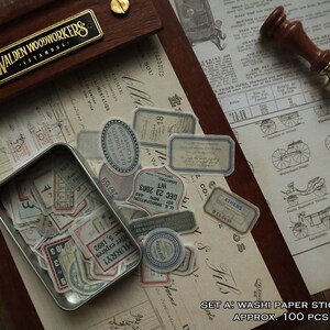 Vintage Tin Box Stickers, Vintage Collage Tags and Labels Stickers, Old ...