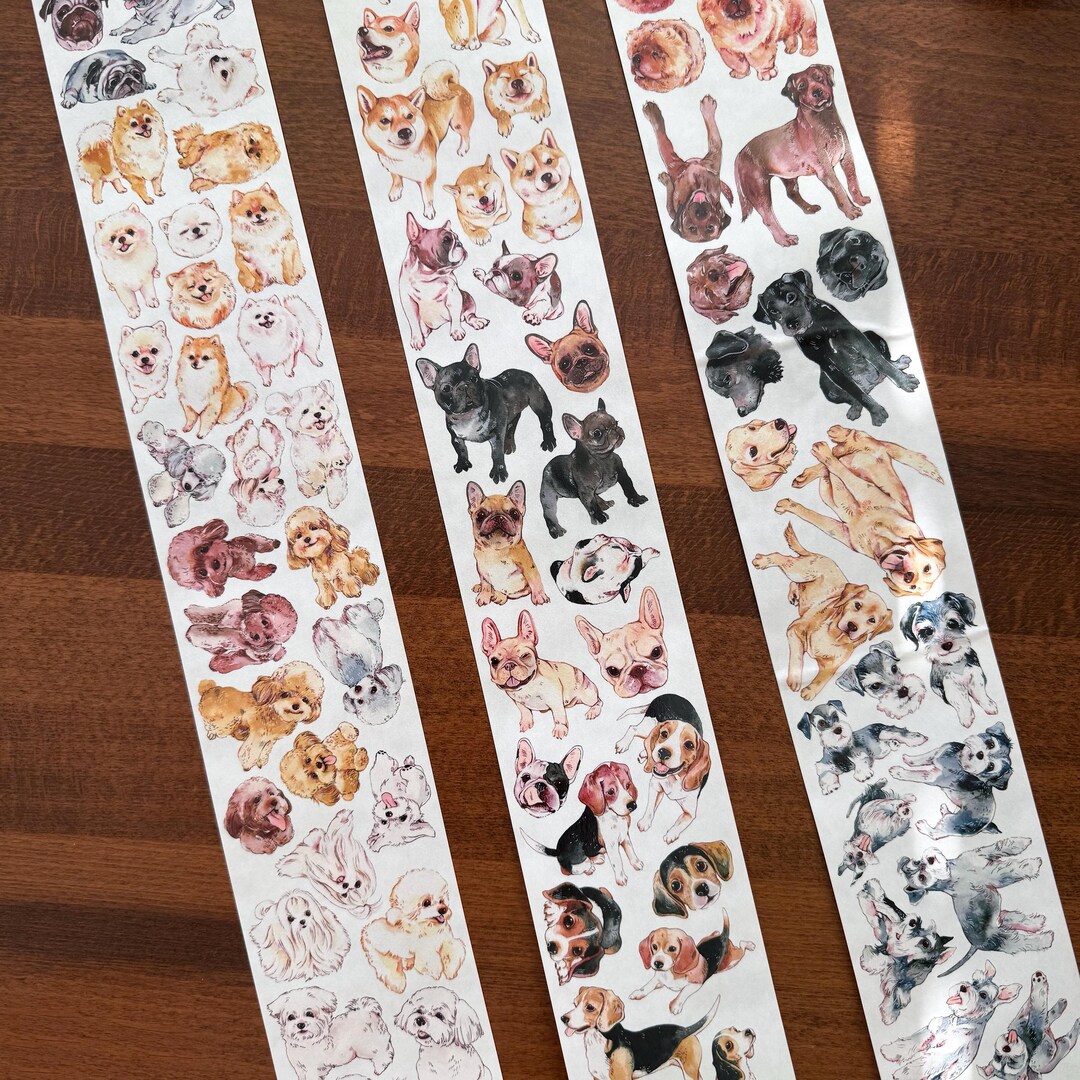 TAPE SAMPLE, Dog Breeds Masking Tape, Poodle, Corgi, Pug, Pomeranian ...