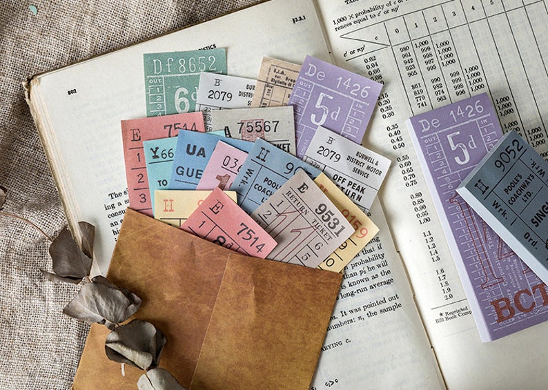 Assorted Vintage Tickets Paper Pad, Vintage Bus Transit Tickets ...