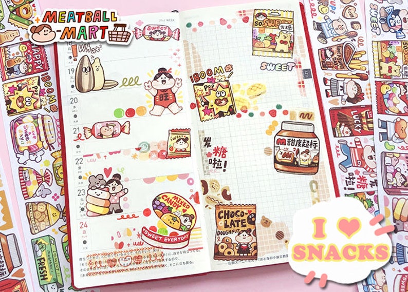 I Love Snacks Washi Tape Meatball Mart Series Masking Tape | Etsy