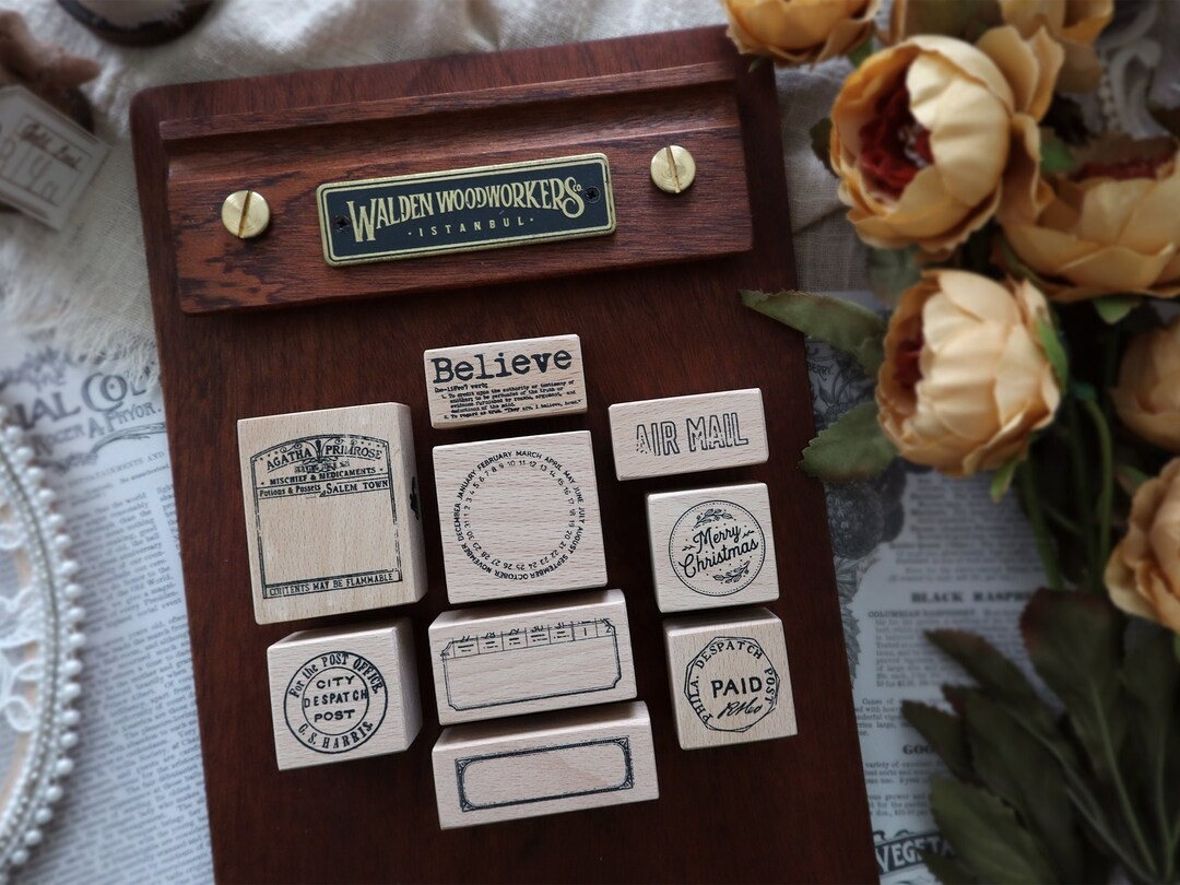 Vintage Letter Writing Stamps, Tag and Postmark Stamp, Snail Mail ...