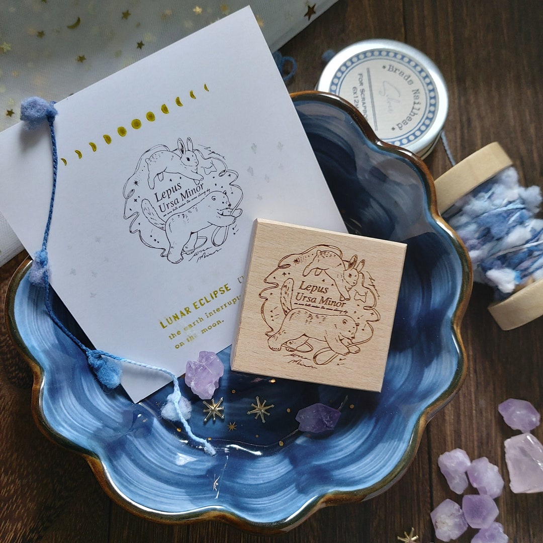 Lepus Ursa Minor Rubber Stamp, Kumayankee Original Design Rabbit Wooden ...