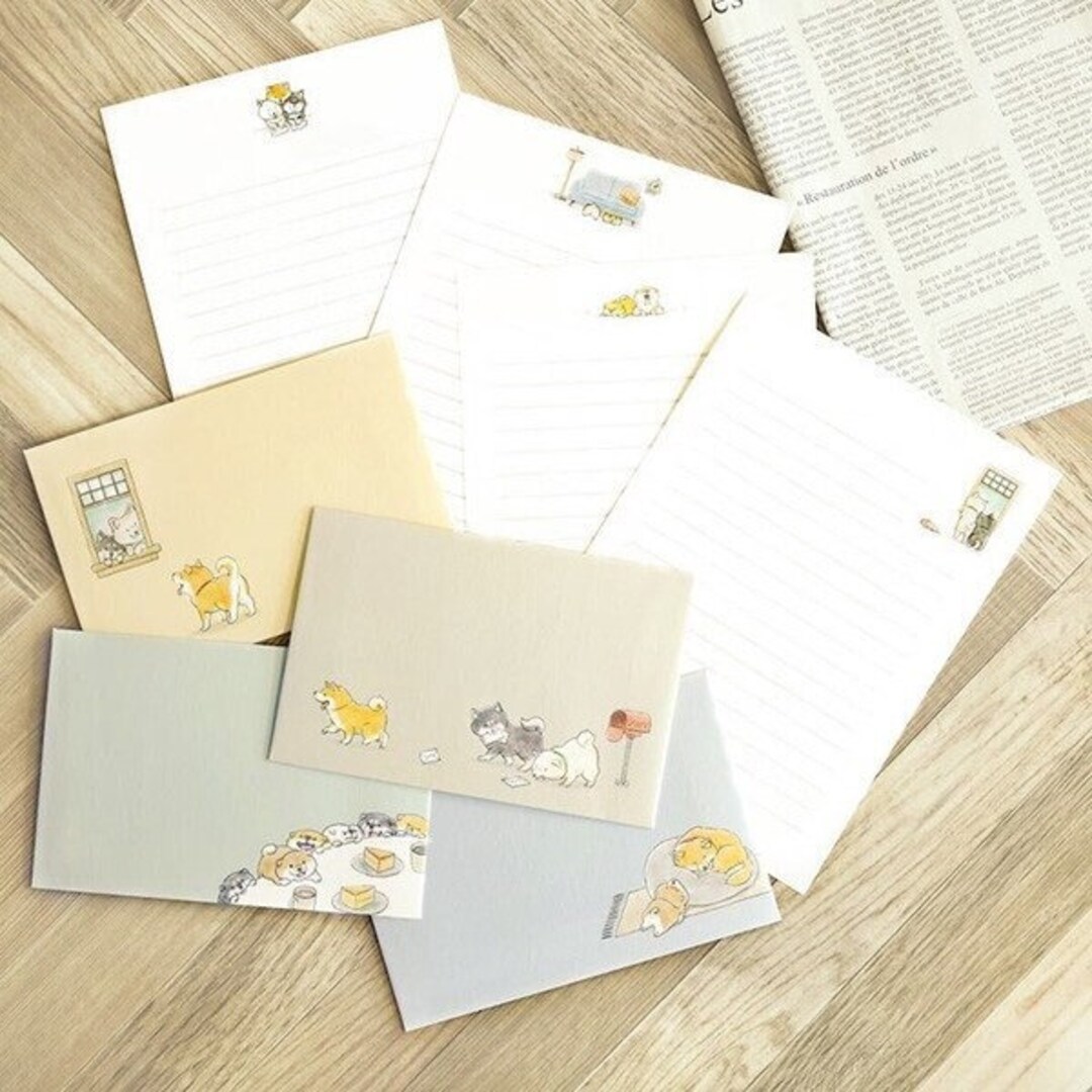Shiba Inu Letter Paper and Envelope Set, Puppy Dog, Japanese Stationery ...