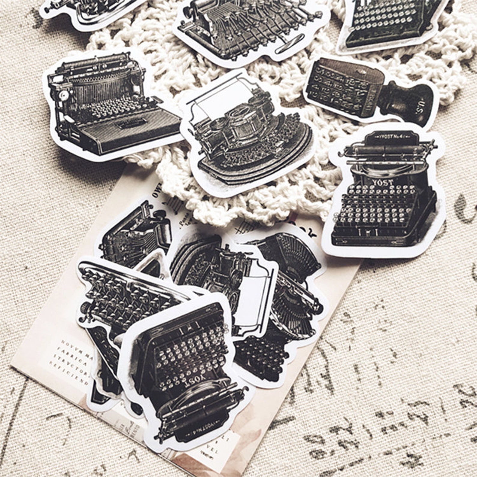 Vintage Typewriter Stickers Pack, Translucent Sticker Sack, Ephemera ...