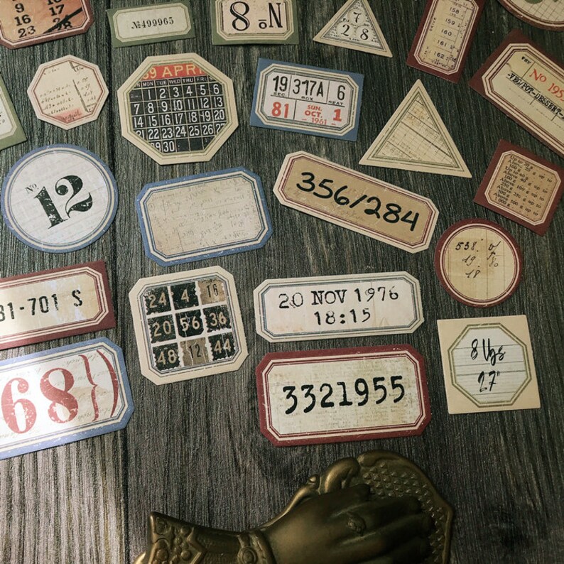 Vintage Number Labels and Tags Stickers Pack Label Stickers - Etsy