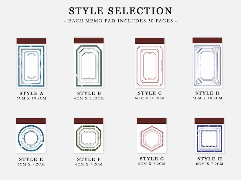 Assorted Frames Memo Pad, Detachable Die-cut Shape, Decorative Paper ...