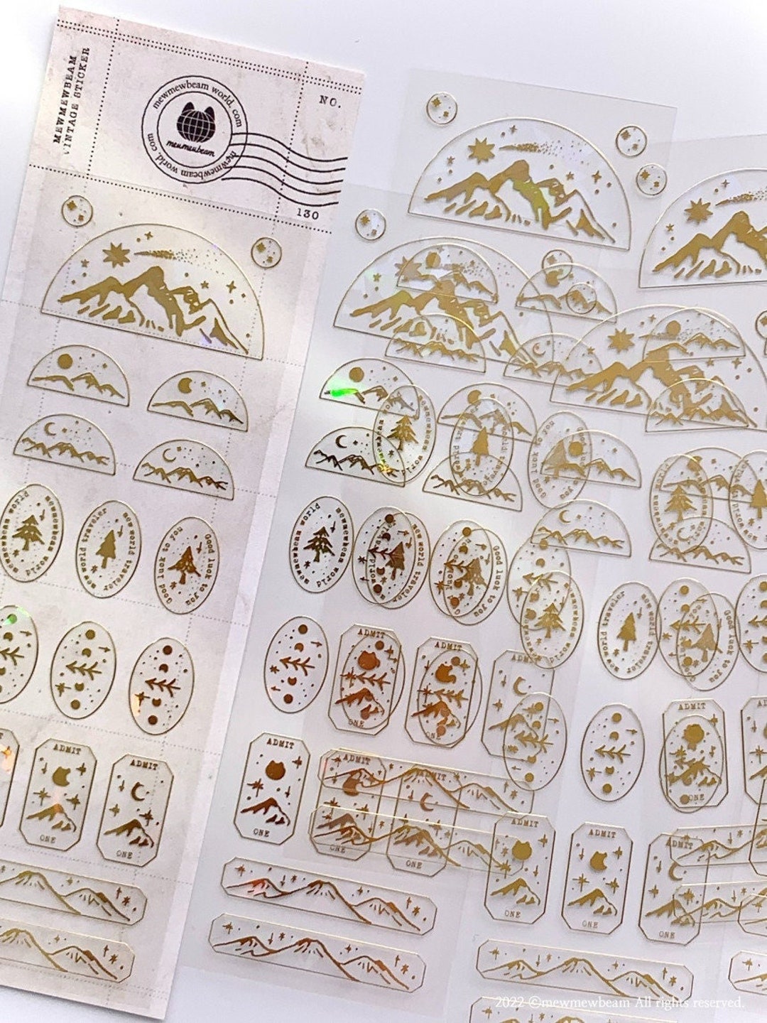 Clear Mountains Stickers Sheet, Gold Leaf Foil, Mewmewbeam Sticker ...