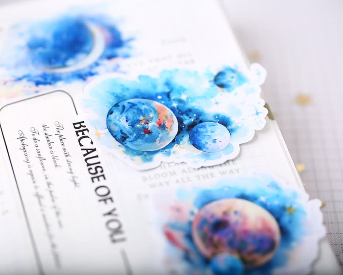 Planets Themed Stickers Pack Space Sticker Set Galaxy Moon | Etsy