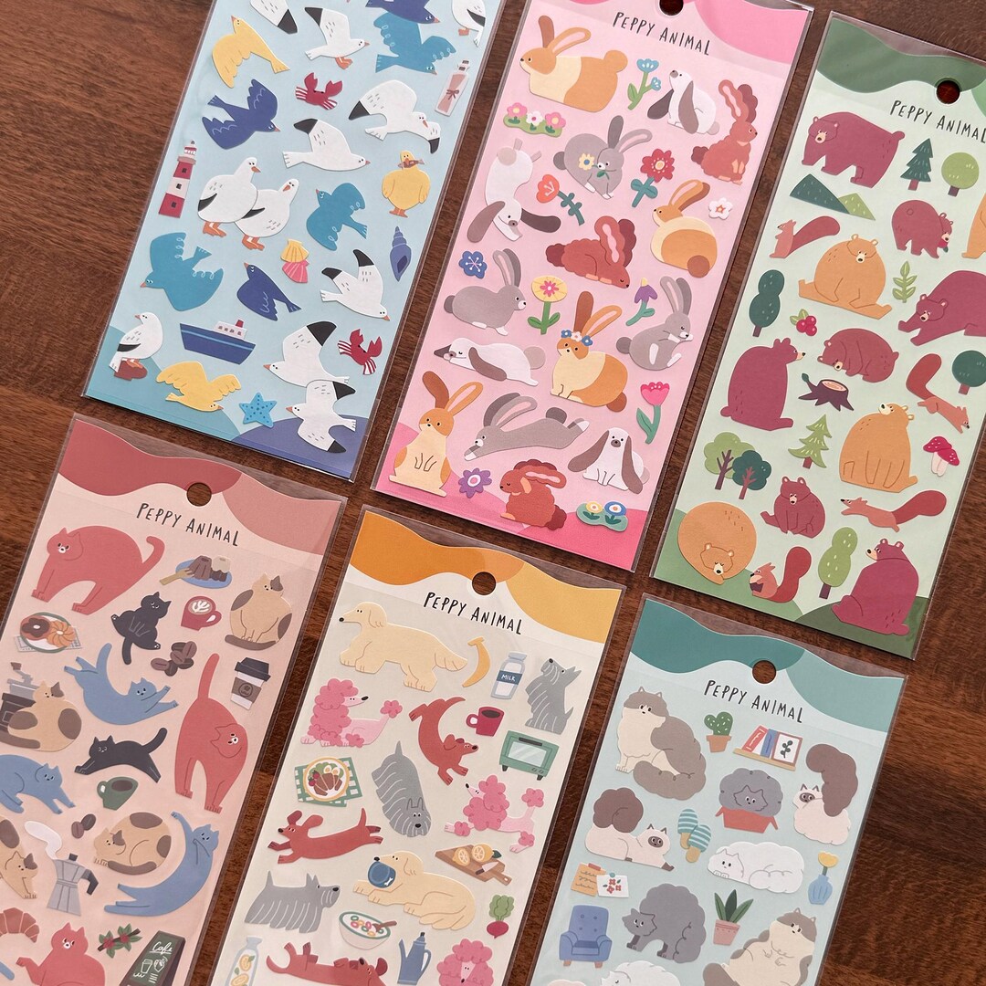 Mind Wave Peppy Animals Series Sticker Sheets, Cats, Dogs, Rabbits ...