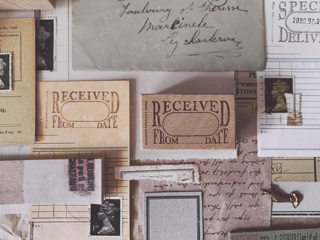 Received Wooden Stamps, Analog Documentation, Letter and Parcel ...