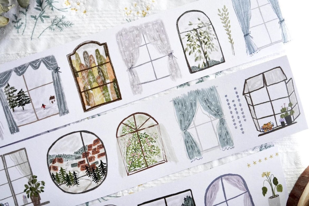 Wanle Studio Windows Washi Tape, Outdoor Landscape Illustration Masking ...