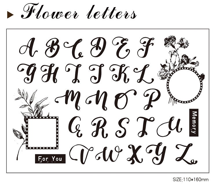 Floral Themed Acrylic Stamp Set Flower Bouquet Lettering - Etsy