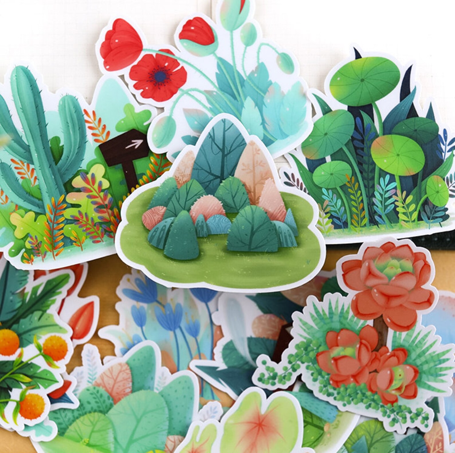 Little Forest Stickers Pack Shrub Succulent Cabin in the - Etsy